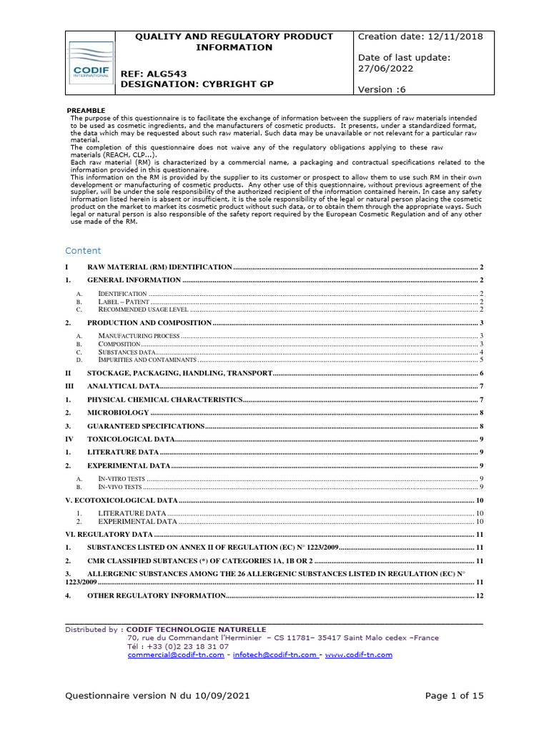 Alg543 Cybright GP Qrpi V6 | PDF | Cosmetics | Glycerol