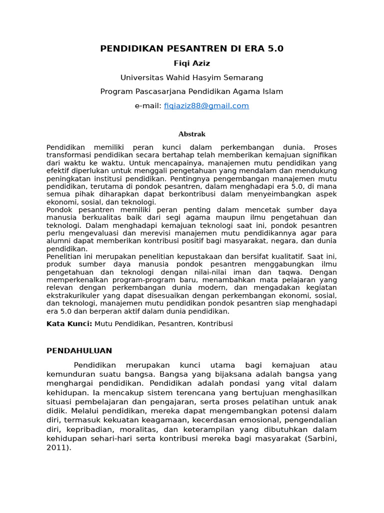 Prosiding Pendidikan Pesantren Di Era 5 | PDF