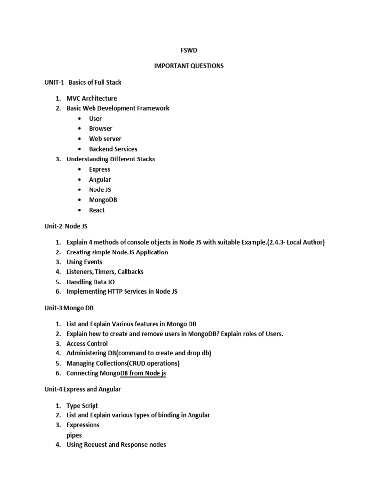 FSWD Important QS | PDF FSWD Important QS | PDF