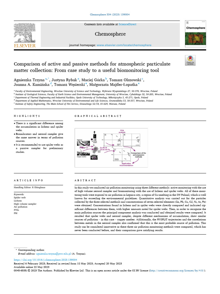 Comparison of Active and Passive Methods For Atmospheric Particulate Matter Collection - From ...