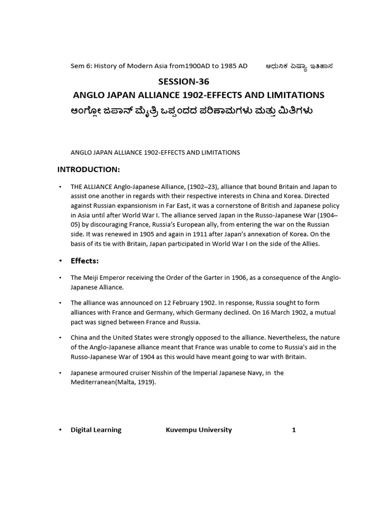 Anglo-Japan Alliances Terms-1902 1 | PDF | Empire Of Japan | Military