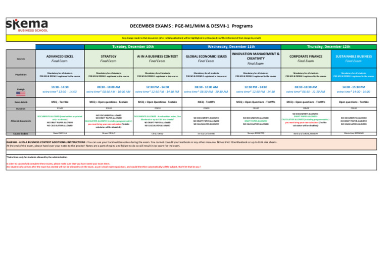 Finals Planning | PDF
