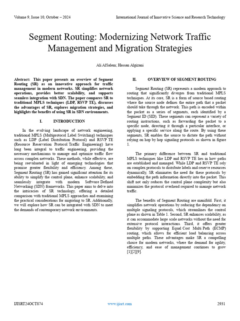 Segment Routing: Modernizing Network Traffic Management and Migration Strategies | PDF ...