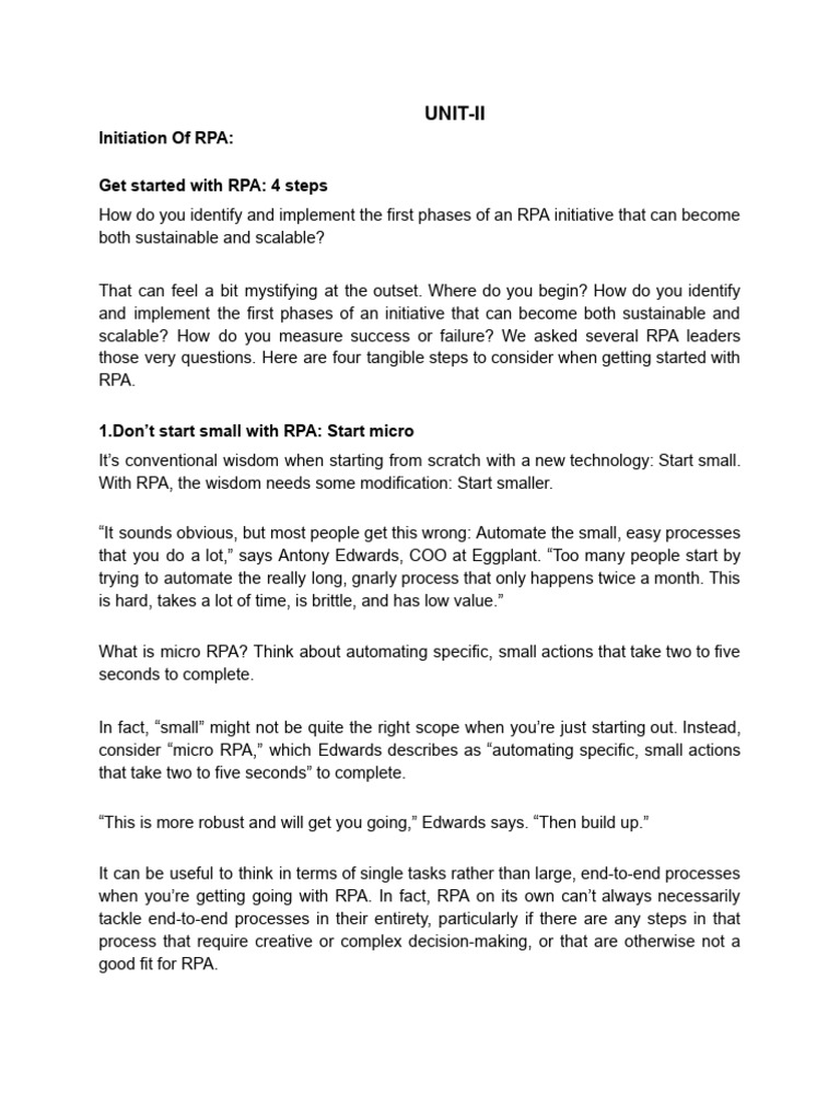 4 Steps to Start RPA Successfully | PDF | Cloud Computing | Automation