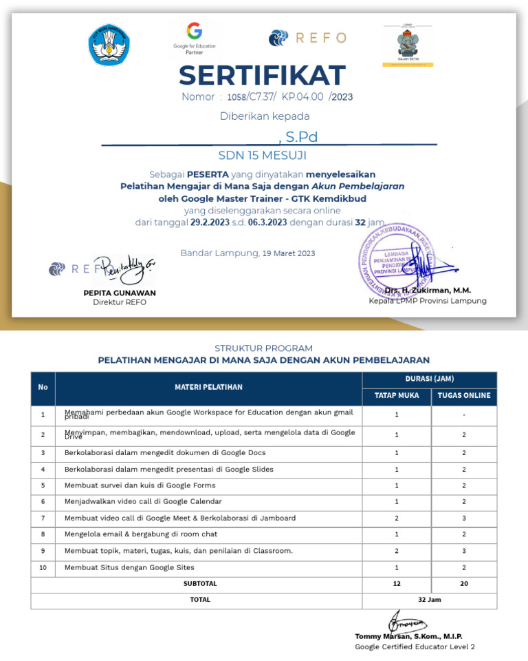 Sertifikat Pendidikan 32 JP 2023 | PDF