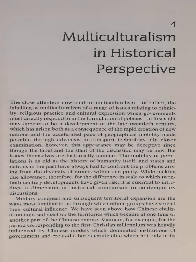 Multiculturalism in Historical Perspective | PDF | Immigration ...