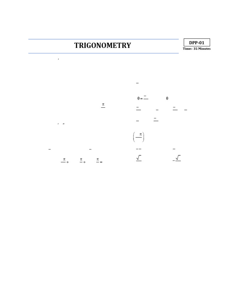 Trigonometry - I DPP | PDF | Euclid | Euclidean Geometry