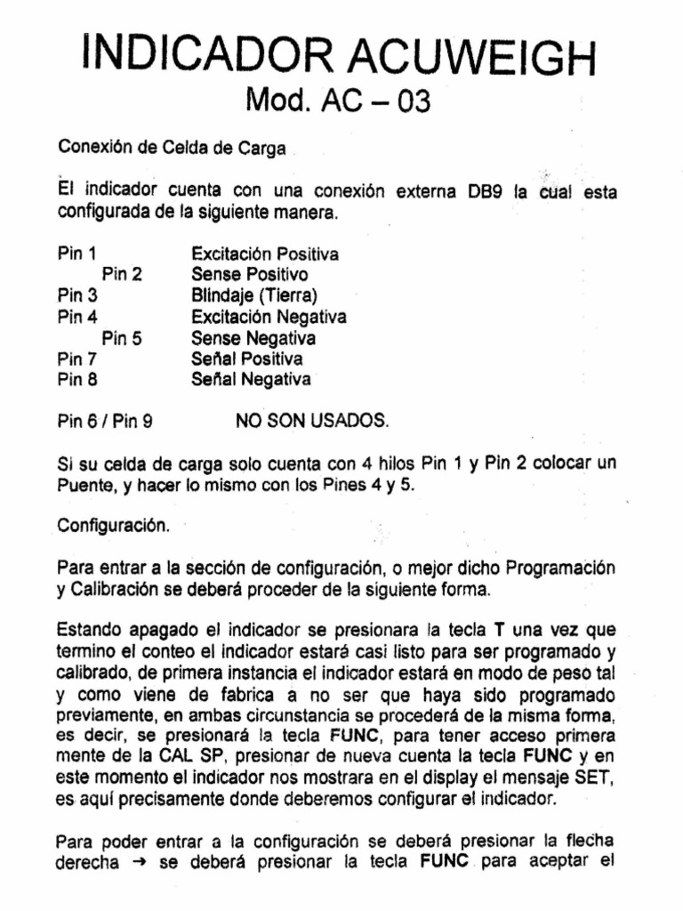 Accuweigh - Ac03 Manual de Servicio | PDF