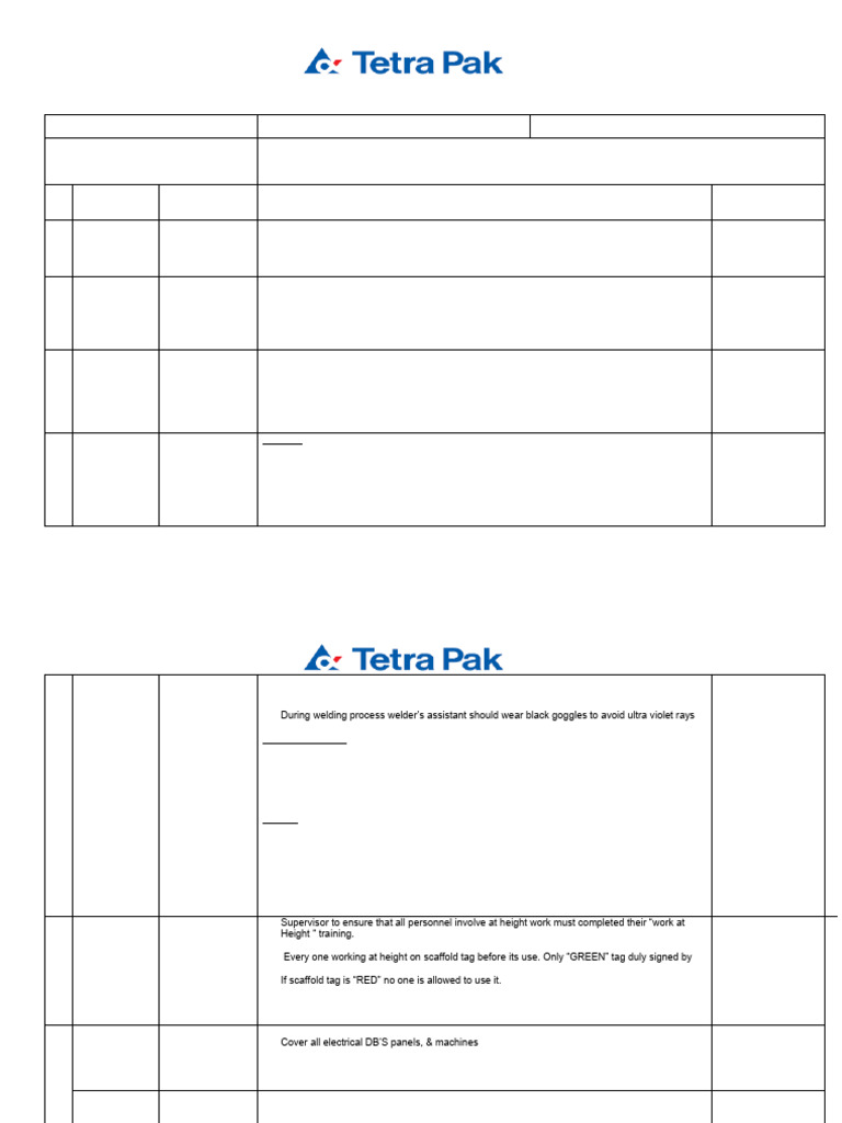 Hot Work and Height Work JSA (Job Safety Analiyes) | PDF | Welding ...