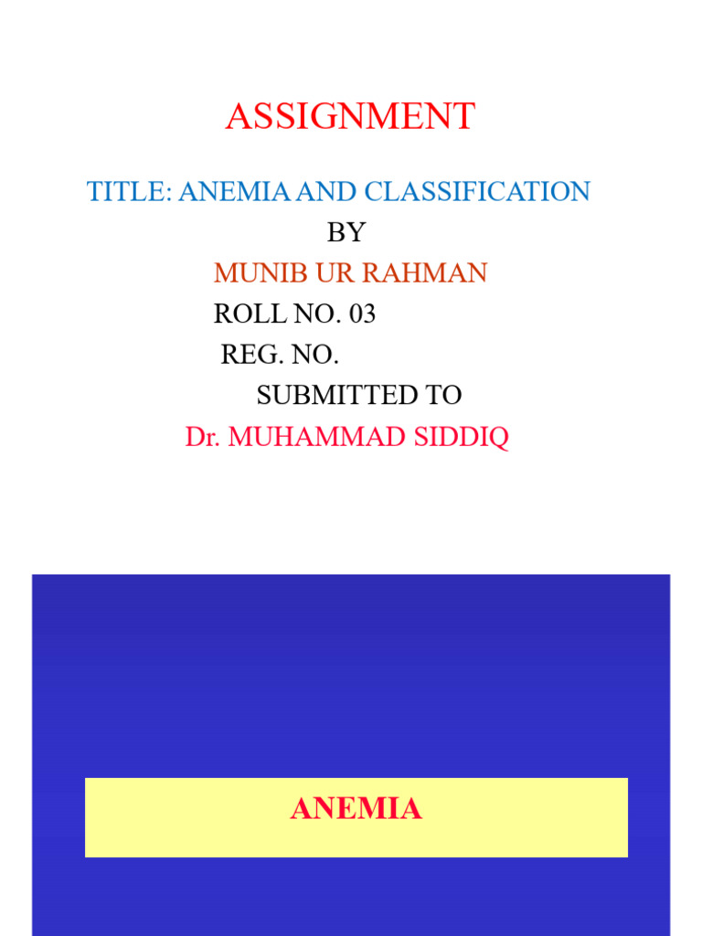 Munib Ur Rahman Anemia and Classification | PDF | Anemia | Red Blood Cell