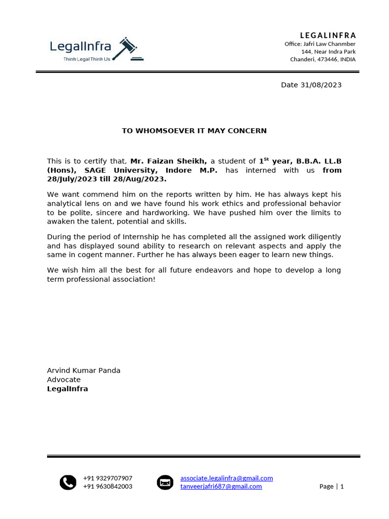 Internship Certificate | PDF