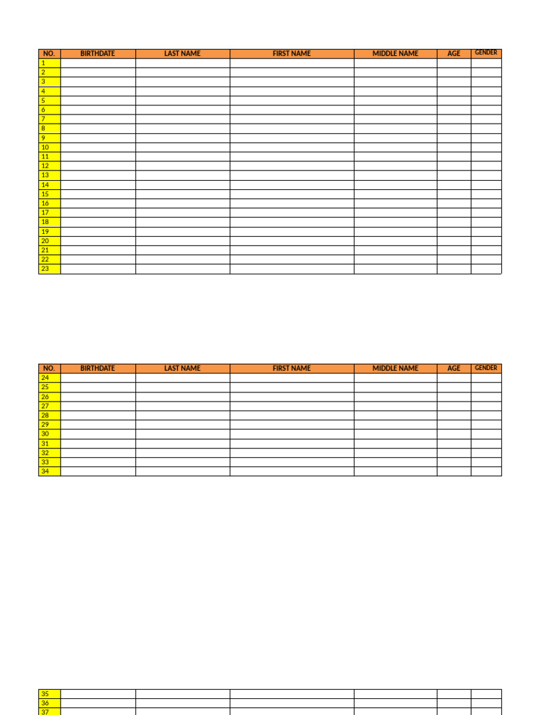 2025 Form Age Bracket | PDF