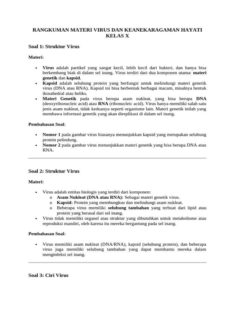 Rangkuman Materi Virus Dan Kehati | PDF