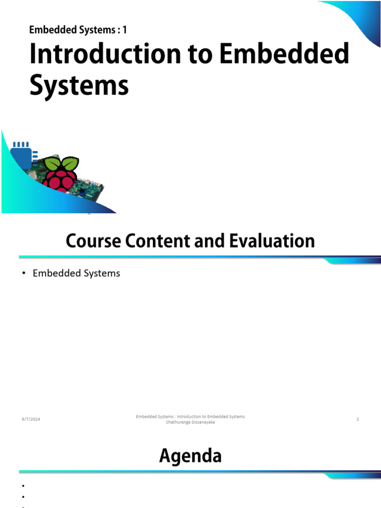 01 Introduction To Embedded Systems Lecture v2 | PDF | Embedded System | Microcontroller