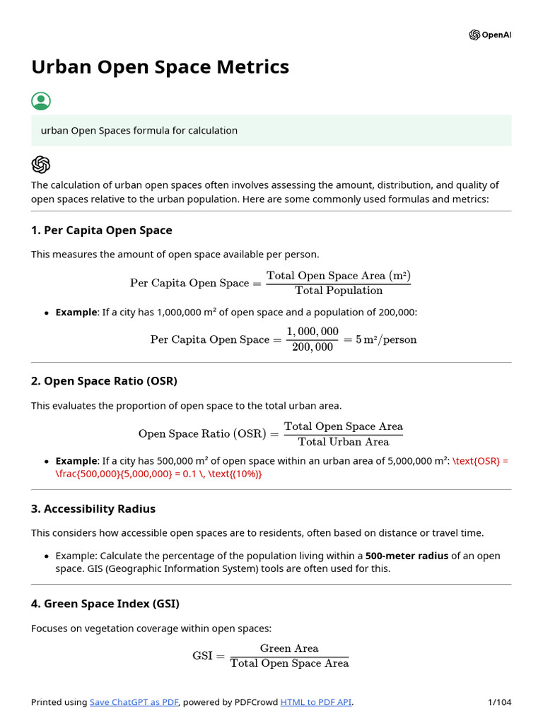 Urban Open Space Metrics & Calculations | PDF | Transport