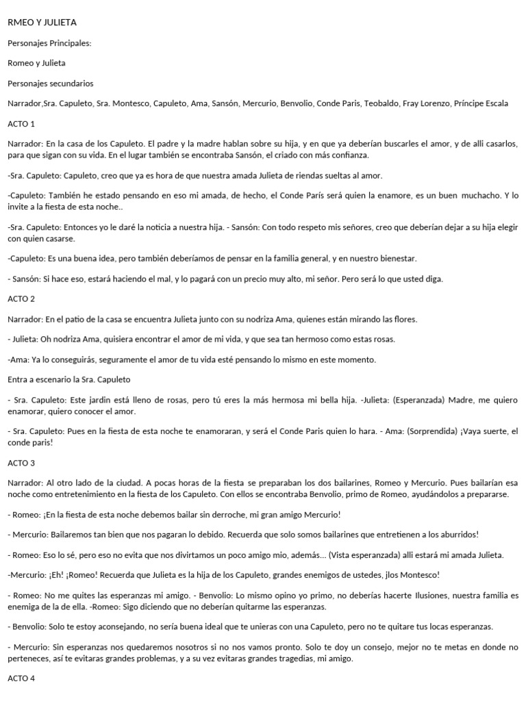 Romeo y Julieta: Amor y Tragedia en Verona | PDF | Romeo y Julieta ...