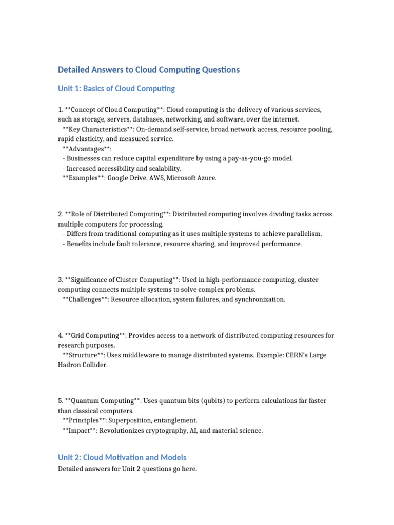 Cloud Computing Answers | PDF