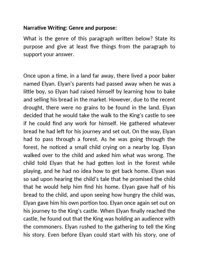 Narrative Writing: Genre and Purpose Analysis | PDF