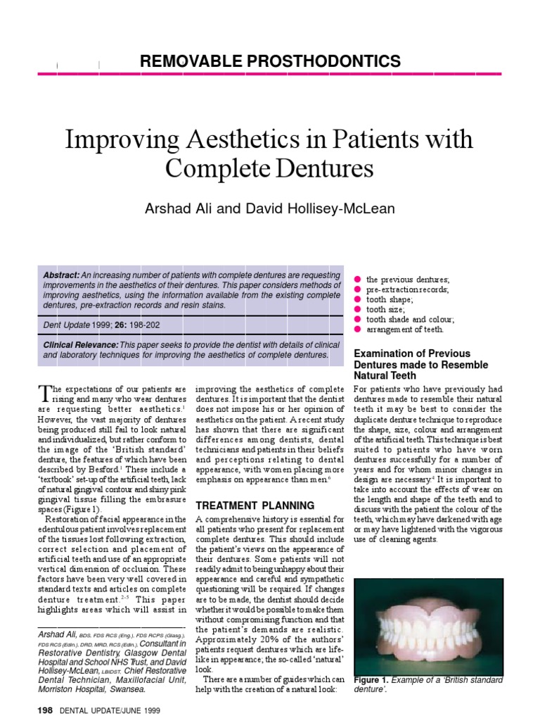 Improving Aesthetics in Patients With Complete Dentures | PDF ...