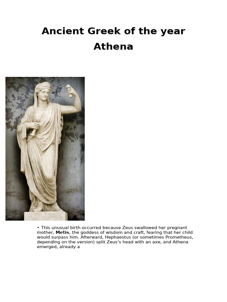 Ancient Greek of The Year Athena: Metis | PDF