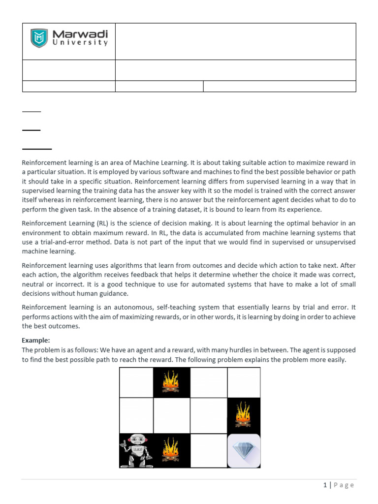 Exp-14 Reinforcement Learning | PDF | Reinforcement | Machine Learning