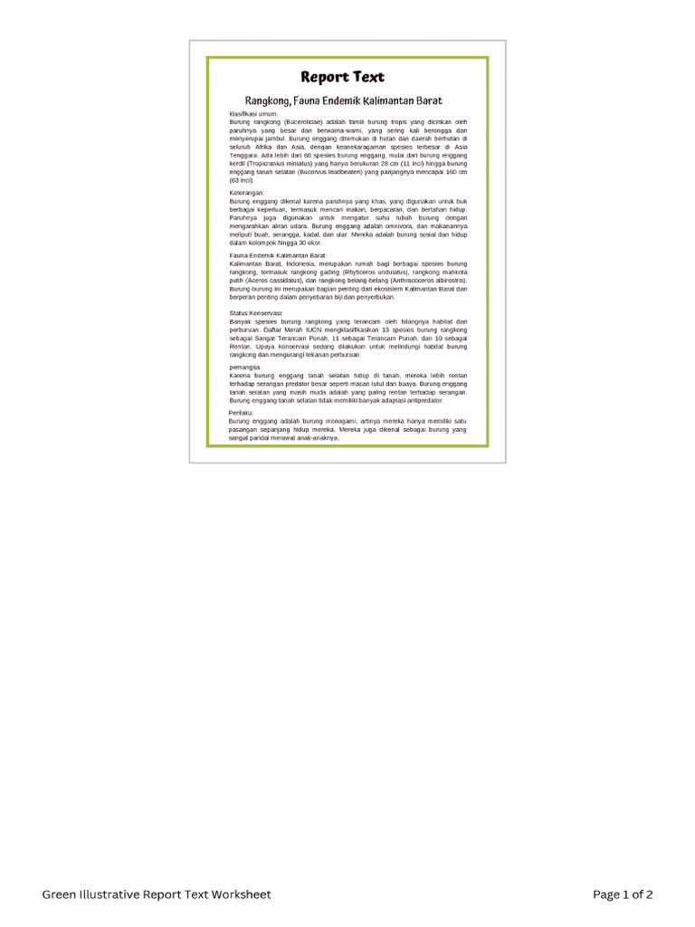 Green Illustrative Report Text Worksheet - 20240828 - 091733 - 0000 | PDF