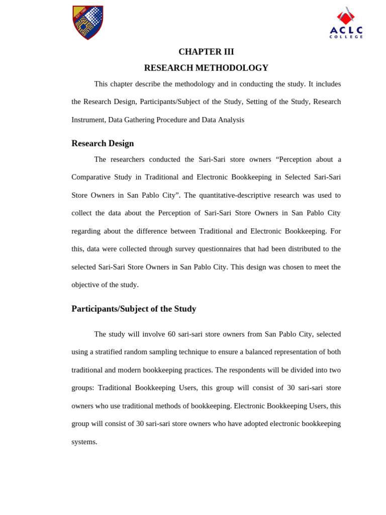 Chapter Iii | PDF | Survey Methodology | Questionnaire