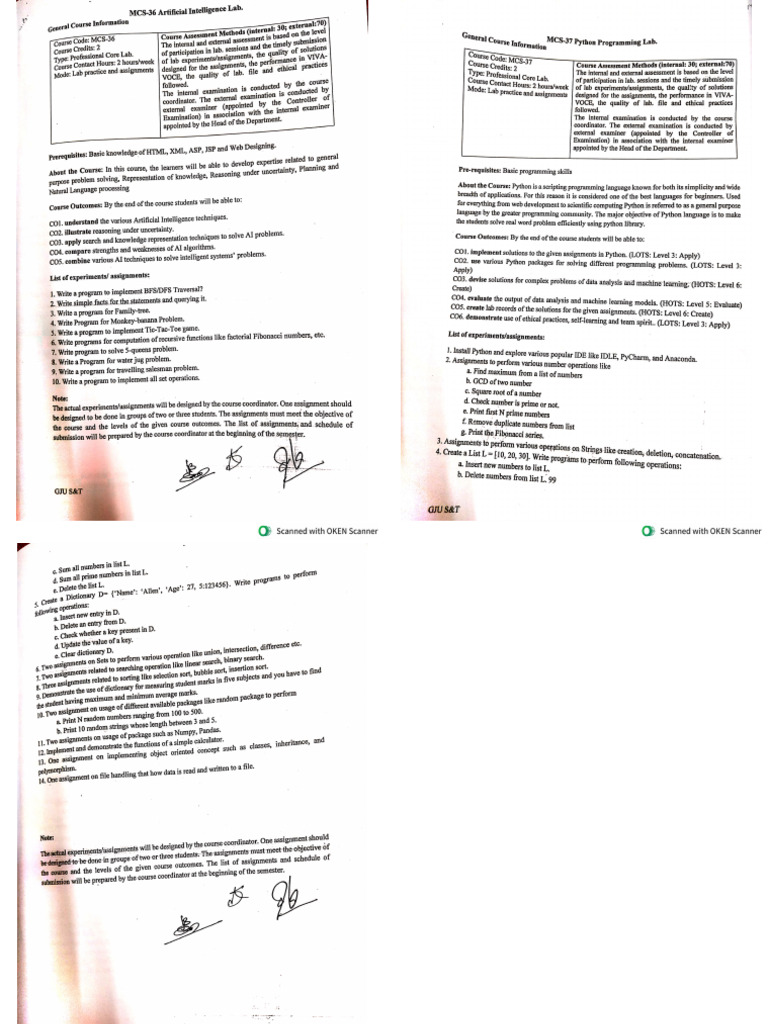 Lab Second Year Syllabus | PDF