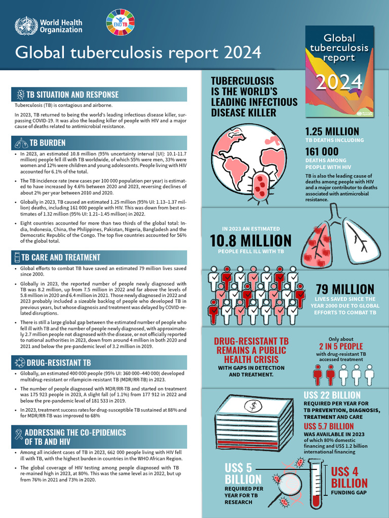 Global TB Report 2024 Factsheet | PDF | Tuberculosis | World Health ...