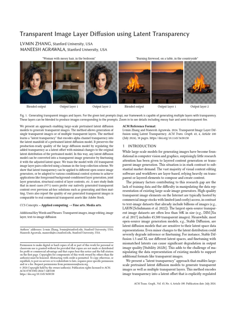2024 TOG Transparent Image Layer Diffusion Using Latent Transparency ...