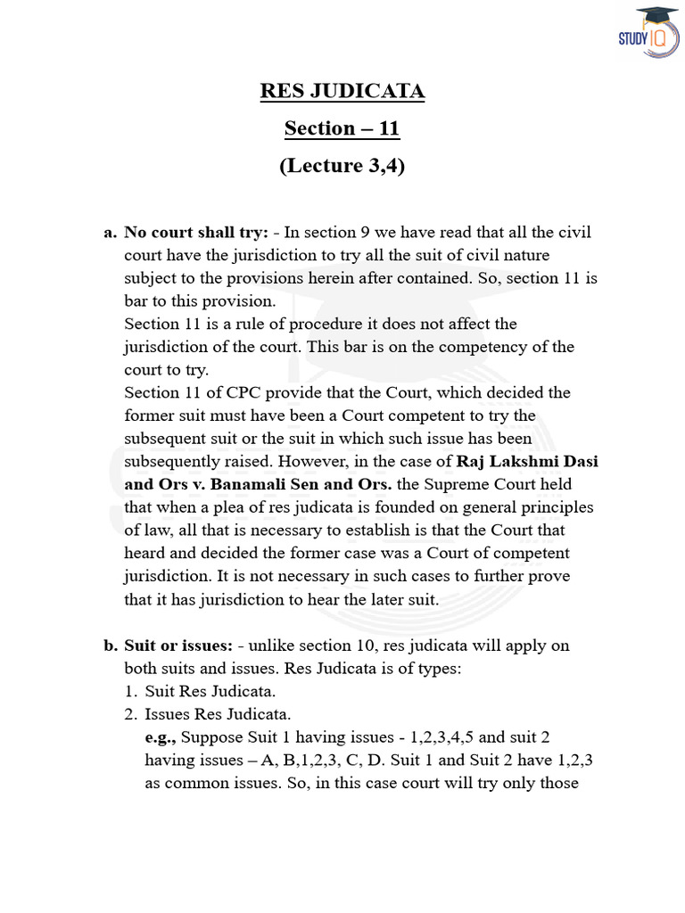 Res Judicata Lecture 3-4-1682673650 | PDF | Lawsuit | Res Judicata