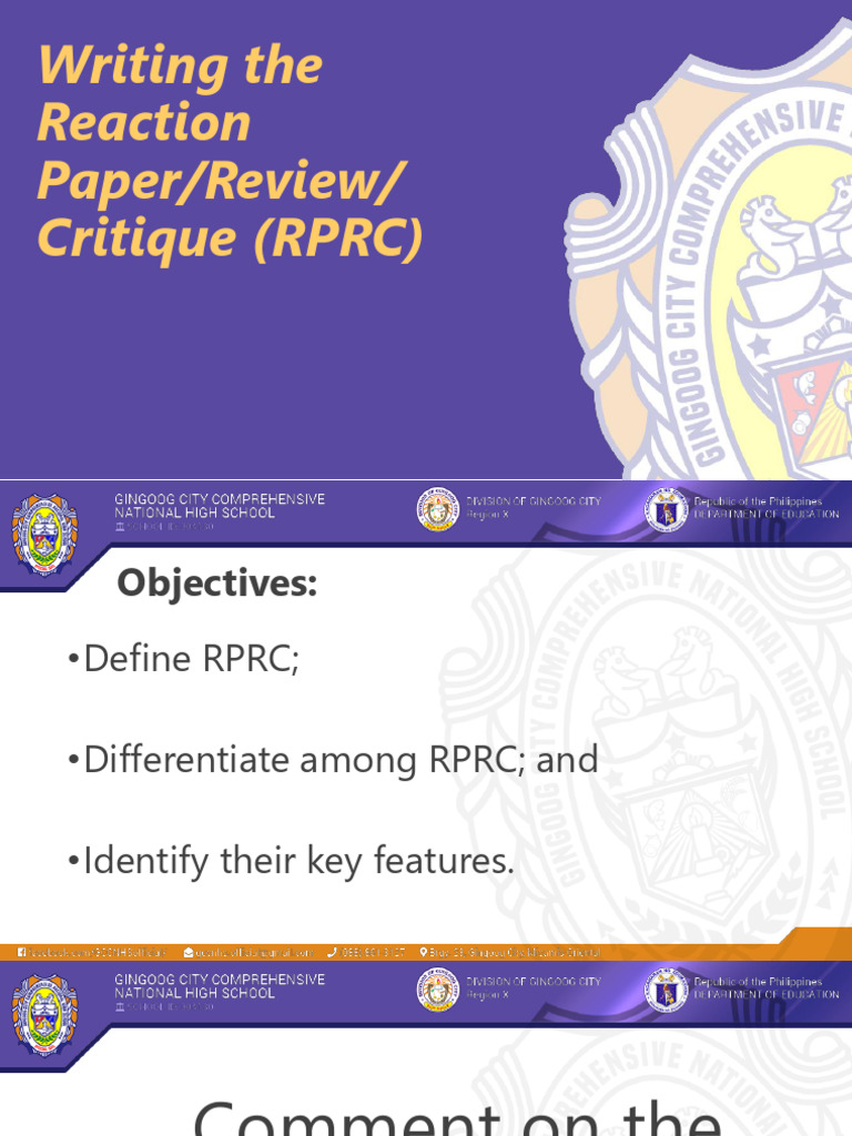 Understanding Reaction Papers and Critiques | PDF | Non Fiction ...