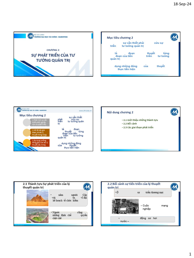 UFM - QTH 2024 - CHƯƠNG 2 - LÝ THUYẾT QUẢN TRỊ - C. Minh Trâm | PDF