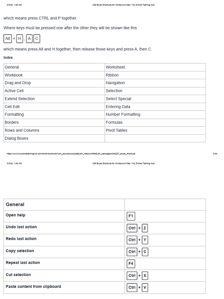 Excel Shortcuts Guide | PDF | Microsoft Excel | Text