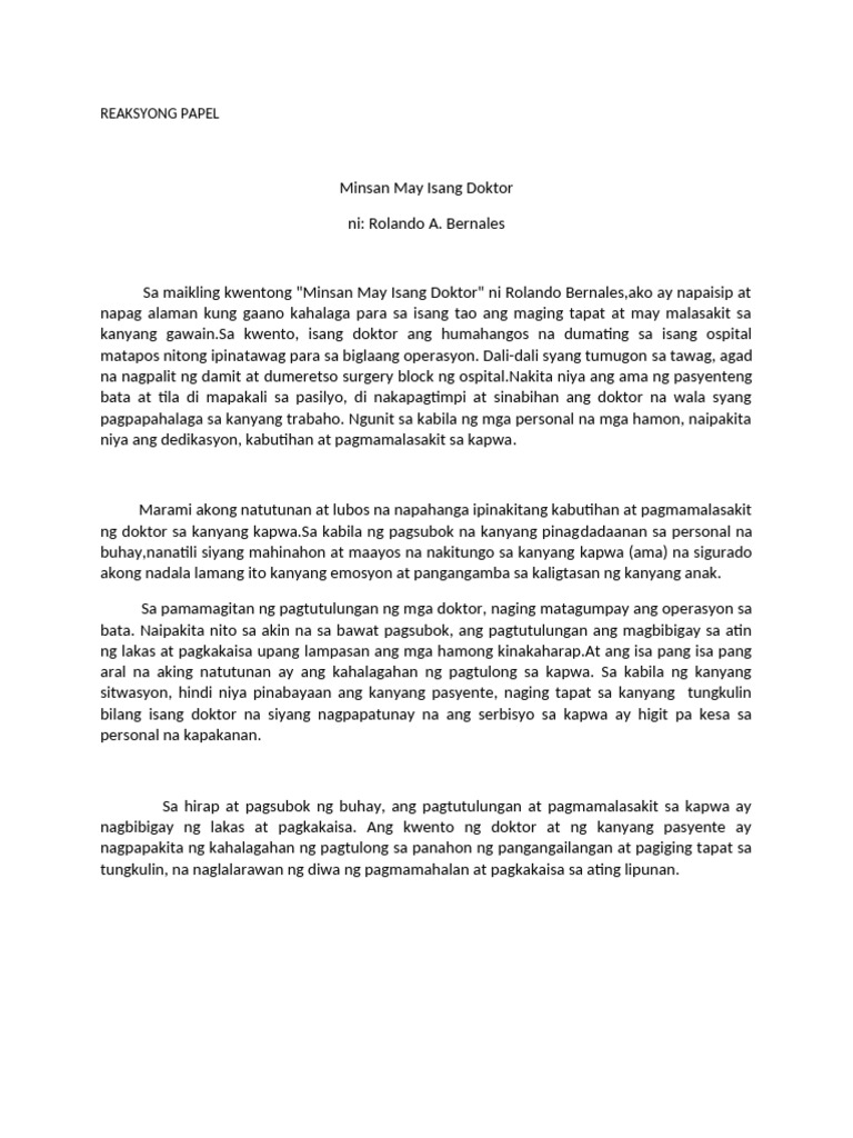 REAKSYONG PAPEL Sample | PDF