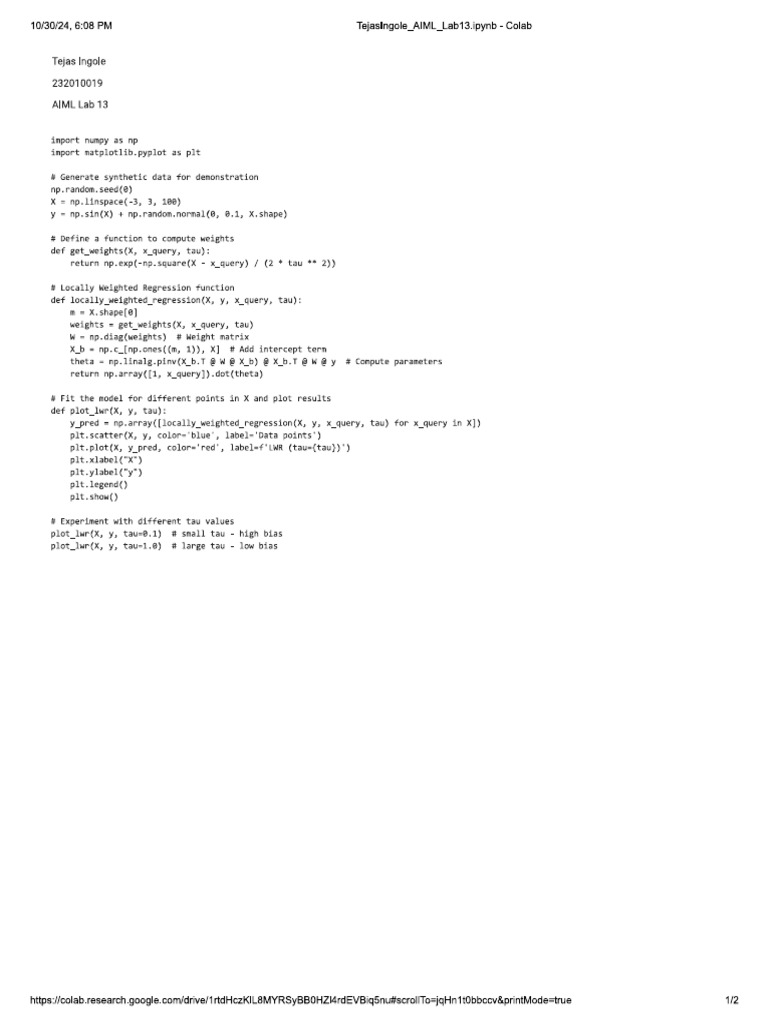 TejasIngole AIML Lab13 | PDF