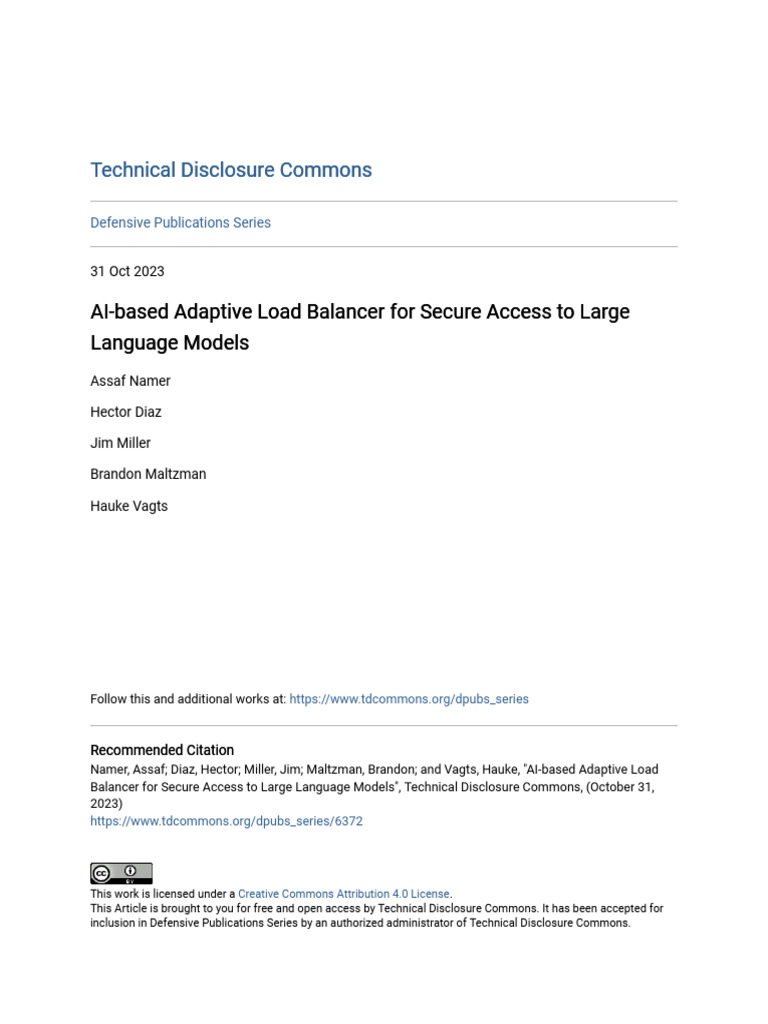 AI-based Adaptive Load Balancer For Secure Access To Large Langua | PDF | Load Balancing ...