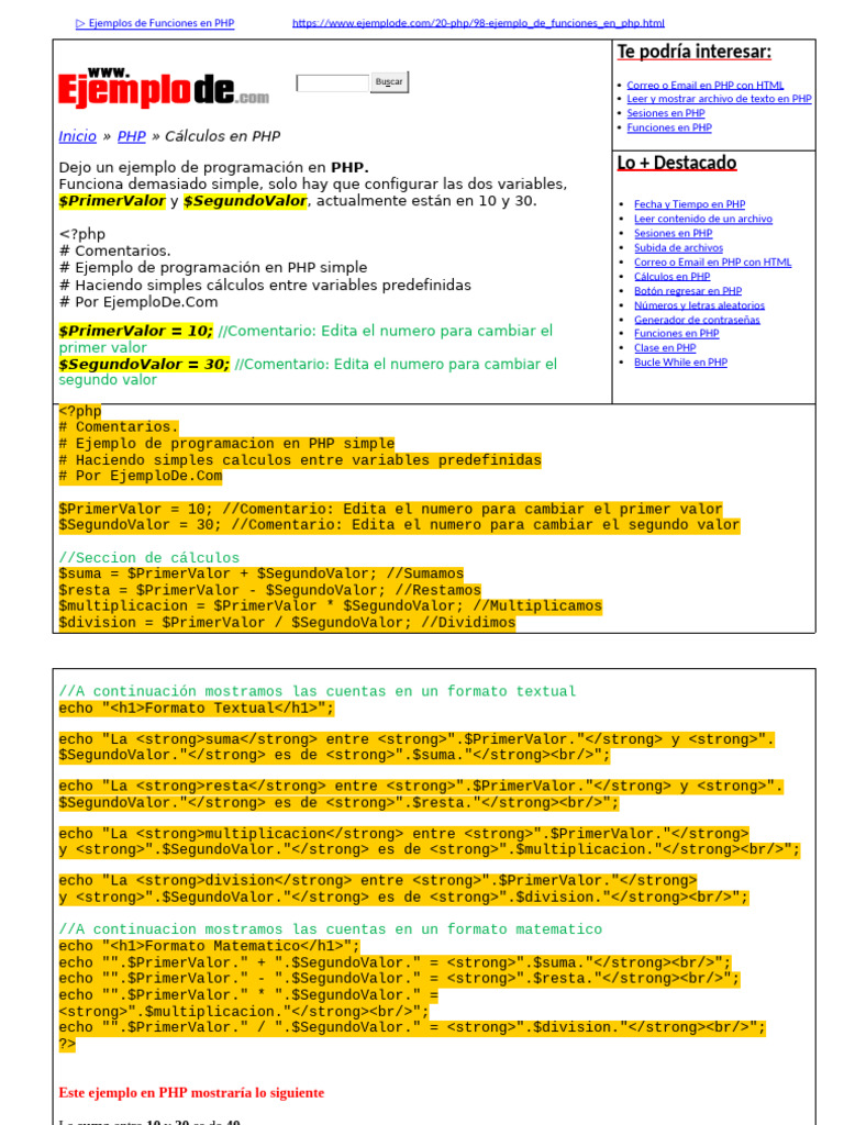 PHP - Funcion - Operaciones Aritmeticass | PDF | Php | Informática