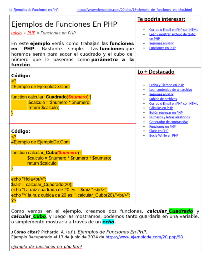 PHP - FUNCION - Calcula CUADRADO - CUBO | PDF | Php | Desarrollo de software