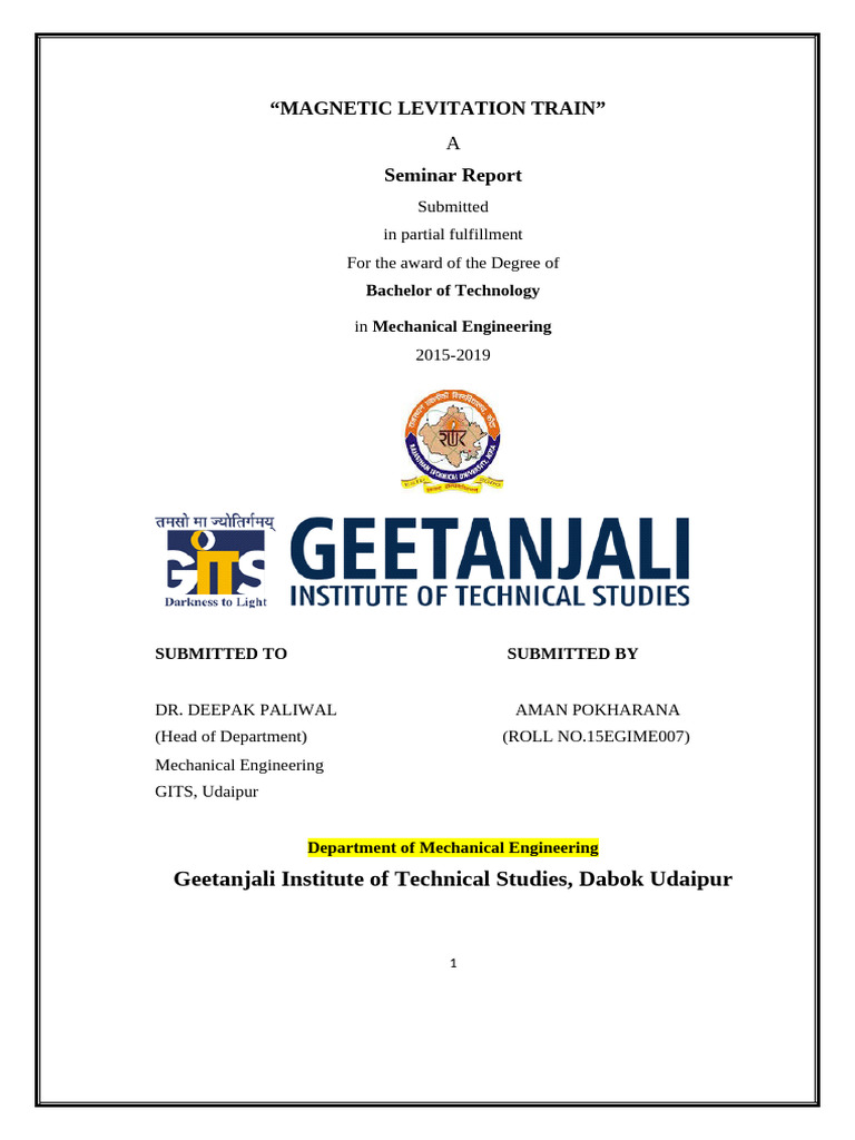 Seminar Report Sample | PDF | Train | Electric Motor