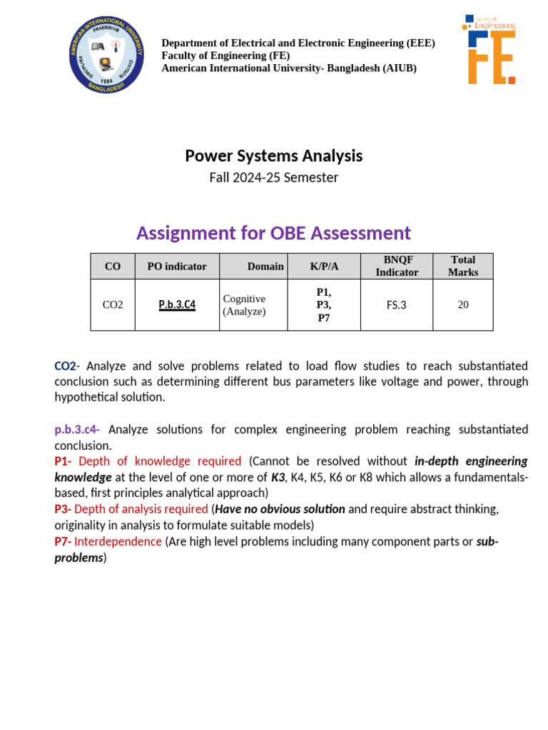 PSA OBE Assignment Fall 2024 | PDF | Engineering | System