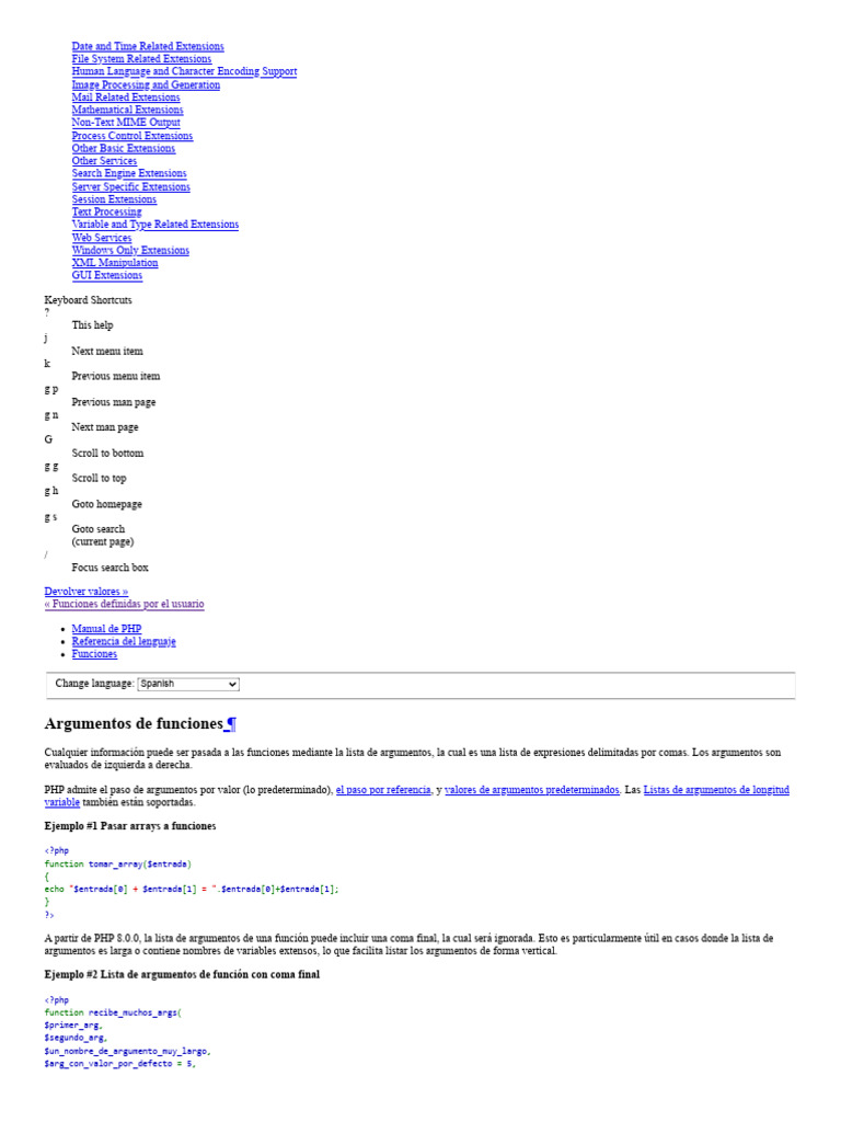 PHP - Funciones Argumentos - Manual | PDF | C ++ | Desarrollo de software