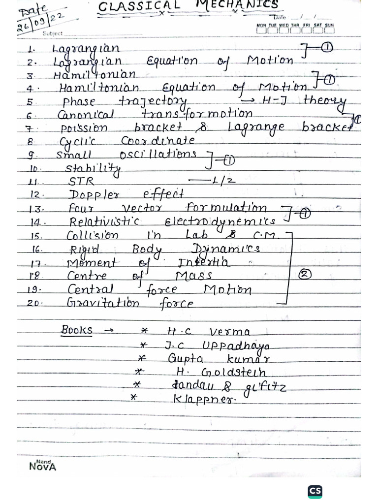 Classical Mechanics Notes | PDF