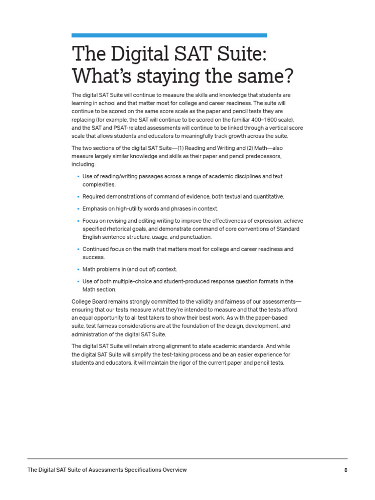 Introduction Digital SAT Specifications Overview | PDF | Equations | Sat