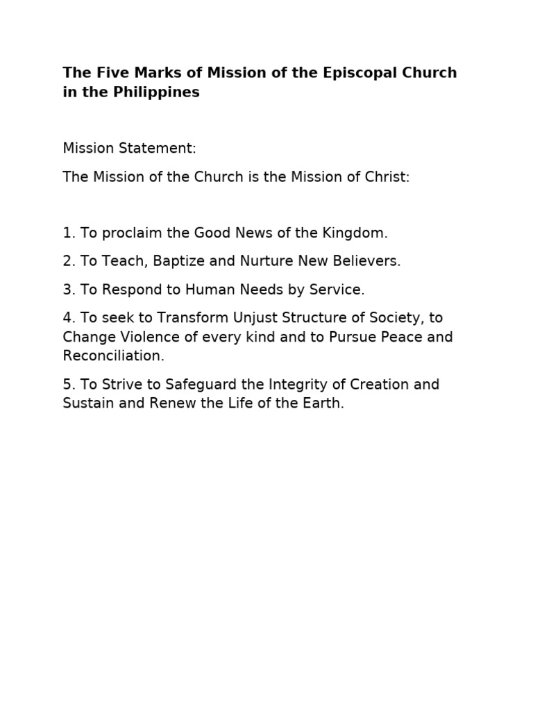 Five Marks of Mission | PDF