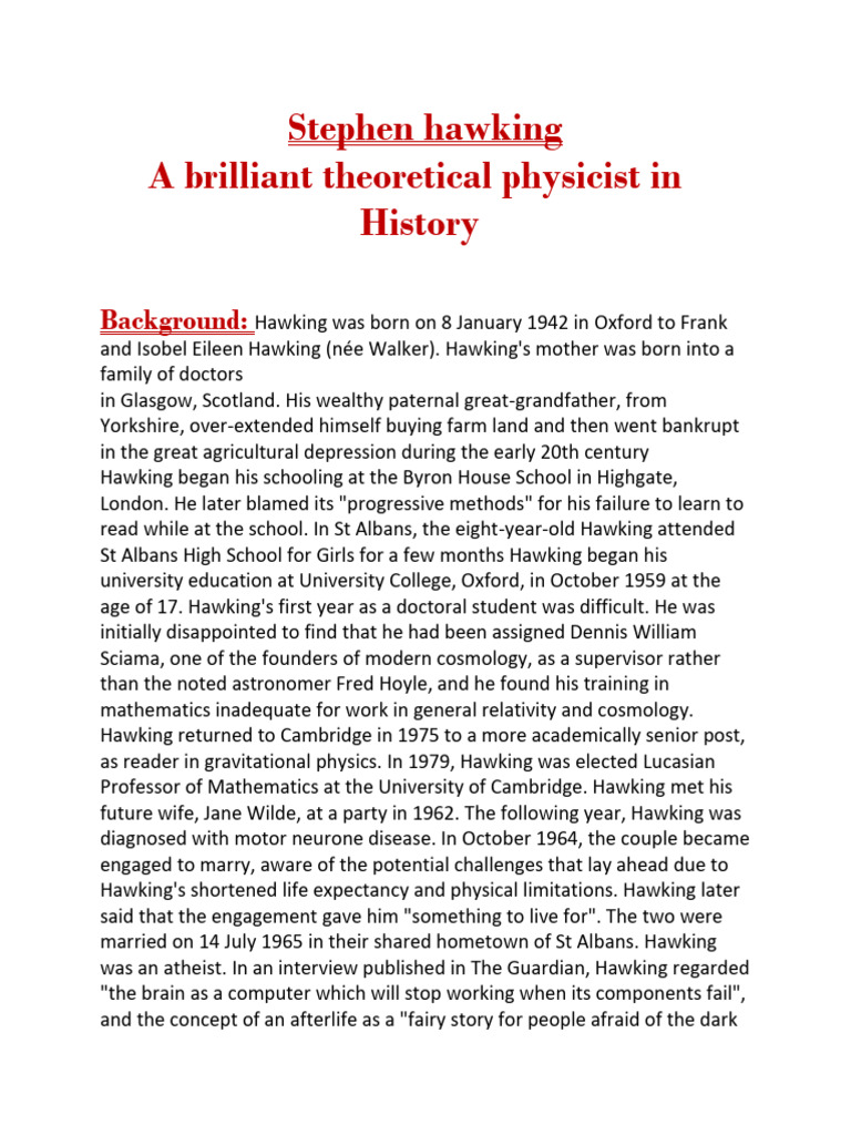 Stephen Hawking: Life and Discoveries | PDF | Stephen Hawking | Black Hole