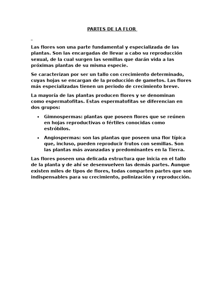 Partes Esenciales de la Flor | PDF
