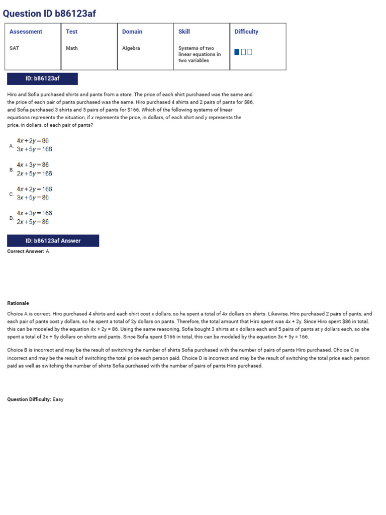 SAT Suite Question Bank - Results | PDF | Equations | Algebra