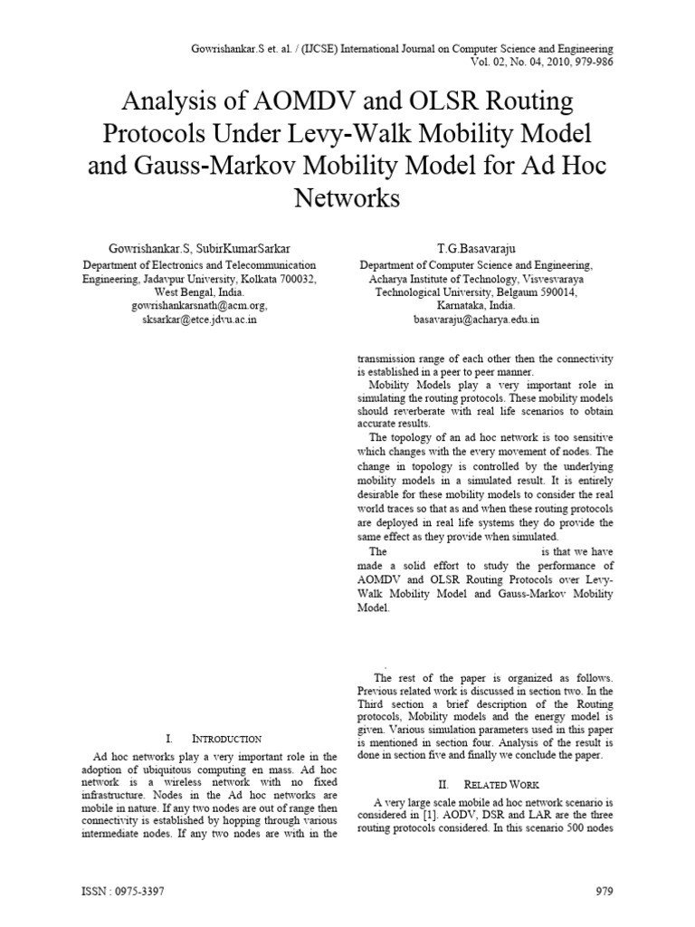 Analysis - of - AOMDV - and - OLSR - Routing - Protocols - Under Levy-Walk Mobility Model and ...