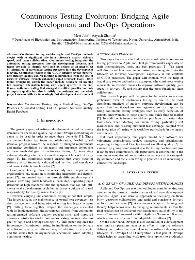 Continuous Testing in Agile and DevOps | PDF | Agile Software ...